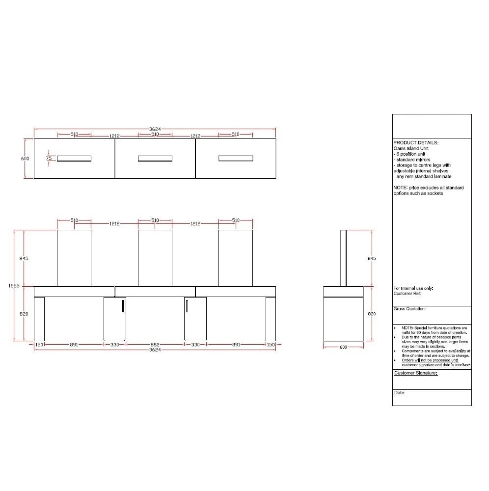 Bespoke Oasis 6 Position Island Unit With Storage – Salon Supplies